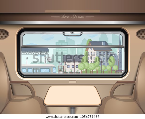 Vista de la estación desde el ventanal. Viajes y transporte en tren ...