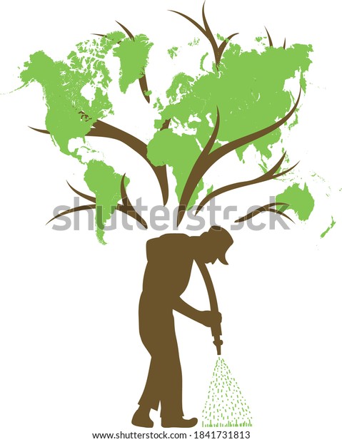 Vignette desarrollada para tecnologías ambientales: vector de stock ...