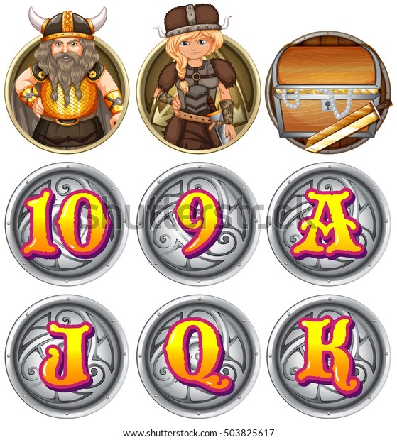 Viking Characters Numbers On Badges Illustration Stock Vector (Royalty ...