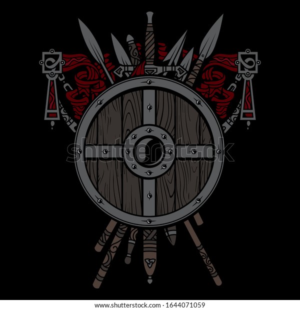 Viking Design Viking Shield Swords Set Stock Vector (Royalty Free ...