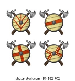 Viking Shields Vector Icons Set Vector Stock Vector (Royalty Free ...