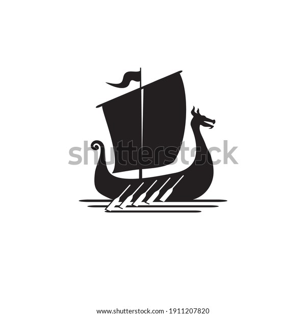 Viking Transport Ship Vector Illustration Branding: เวกเตอร์สต็อก (ปลอด ...