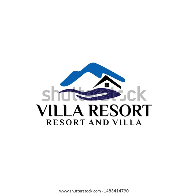 Villa Resort Mountain Beach Logo Template Stock Vector (Royalty Free ...