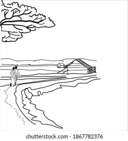 Village Path Line Art Vector Stock Vector (Royalty Free) 1867782376 ...