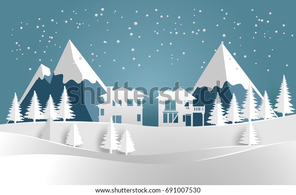 Village Snow Winter Vector Illustration Snow Stock Vector (Royalty Free ...