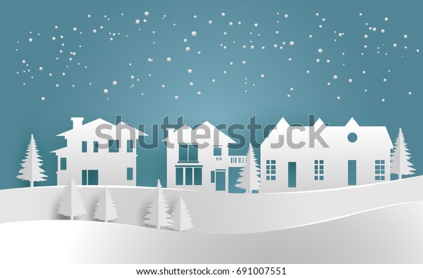 Village Snow Winter Vector Illustration Snow Stock Vector (Royalty Free ...