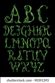 Vine Alphabetfont Stock Vector (Royalty Free) 90391393 | Shutterstock