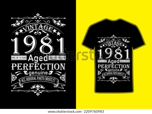 Vintage 1981 Tshirt Design Posters Mugs Stock Vector (Royalty Free ...