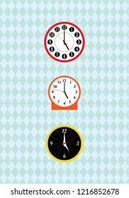 Vintage 5pm Clock Decor Print Vector Stock Vector (Royalty Free ...