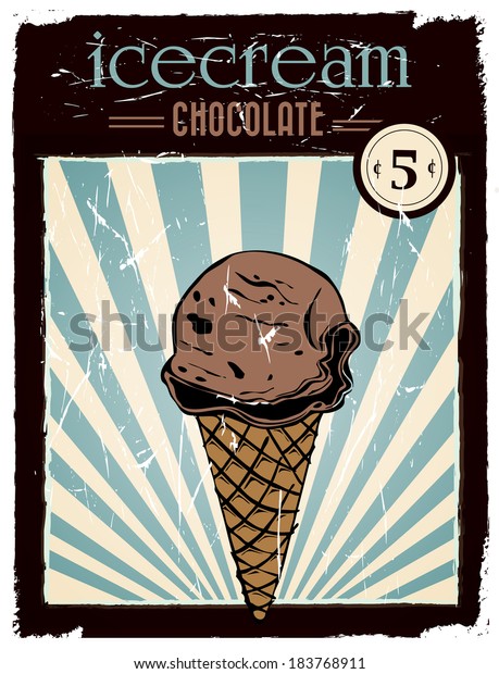 Vintage Advertisement Poster Chocolate Ice Cram Stock Vector (Royalty ...