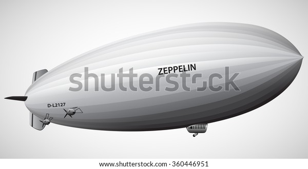 Vintage-Luftschiff Zeppelin. Doppelbarer Ballon. Vektorgrafik: Stock ...