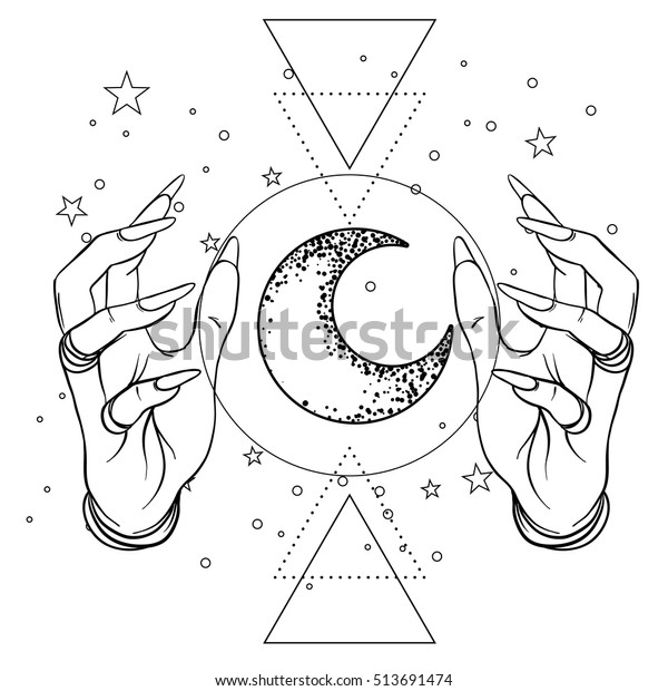 Vintage Astronomy Human Hands Space Sacred Stock Vector (Royalty Free ...