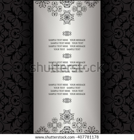Vintage Background Silver Frame Invitation Card Stock Vector (Royalty ...