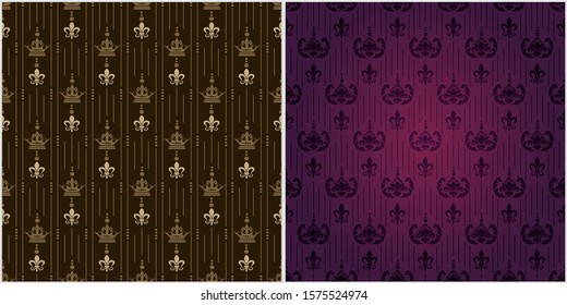 Vintage Backgrounds Patterns Renaissance Art Two Stock Vector (Royalty ...