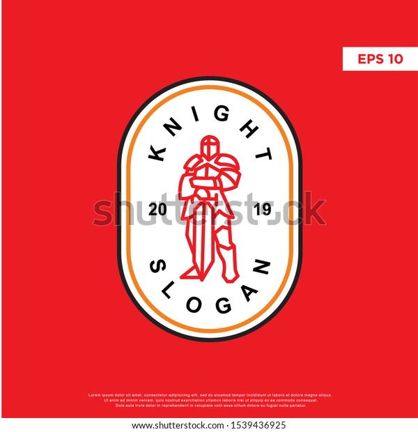 Vintage Badge Knight Logo Using Monoline Stock Vector (Royalty Free ...