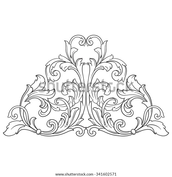 Vintage Baroque Frame Scroll Ornament Engraving: vector de stock (libre ...