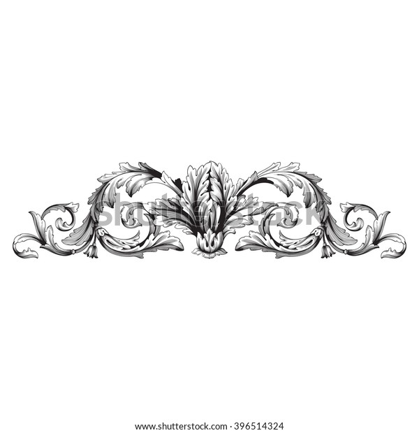 Vintage Baroque Frame Scroll Ornament Engraving Stock Vector (Royalty ...