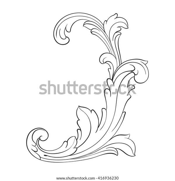 Vintage Baroque Frame Scroll Ornament Engraving Stock Vector (Royalty ...