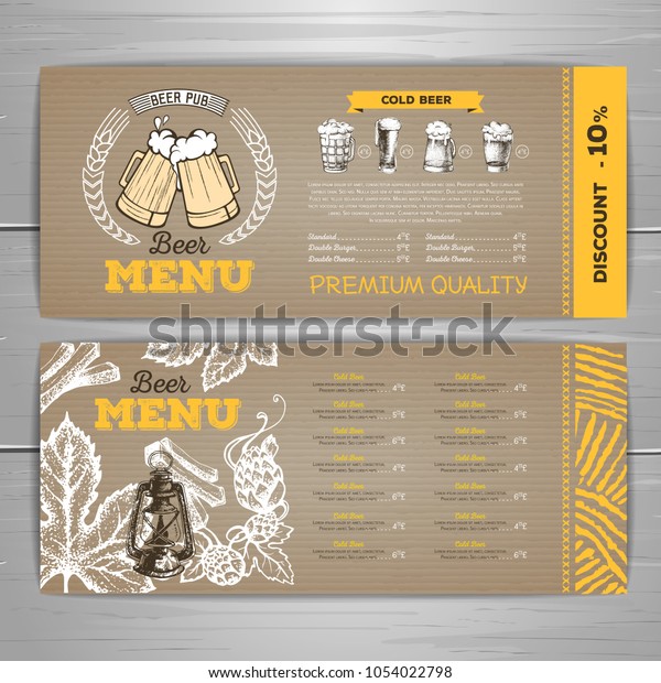 Vintage Beer Menu Design On Cardboard Stock Vector (Royalty Free ...