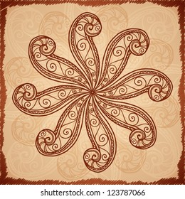Vintage Beige Abstract Background Doodle Flower Stock Vector (Royalty ...