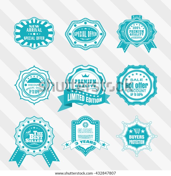 Vintage Bi Colour Labels Vector Set Stock Vector (Royalty Free ...