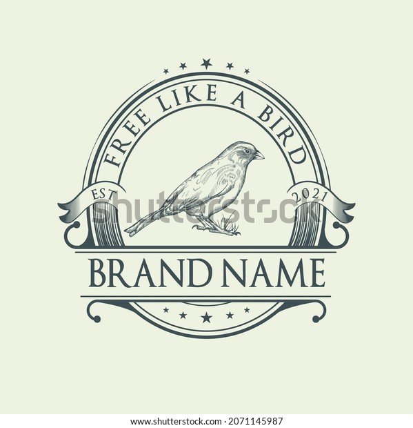 Vintage Bird Logo Hand Drawing Logo Stock Vector (Royalty Free ...