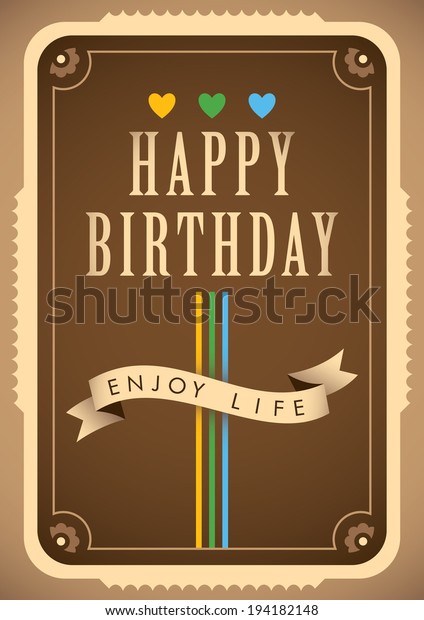 Vintage Birthday Card Design Vector Illustration Stock Vector (Royalty ...