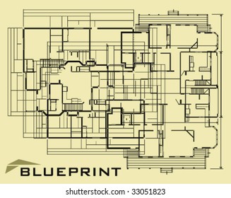 Vintage Blueprint Stock Vector (Royalty Free) 33051823