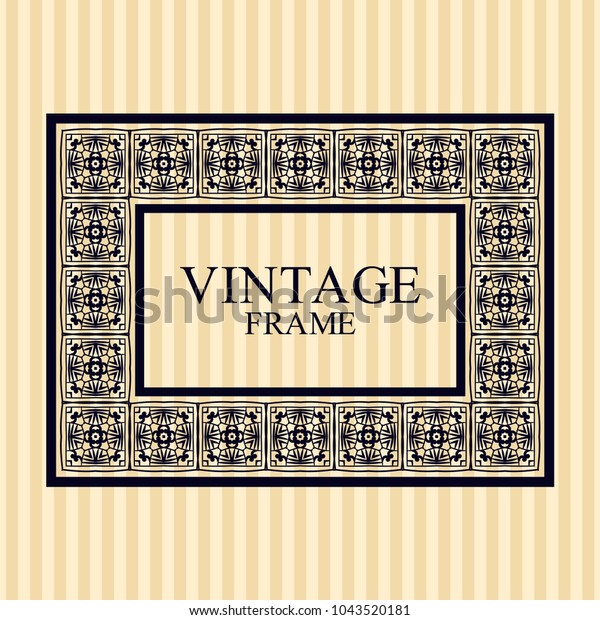 Vintage Border Frame Retro Ornamental Pattern Stock Vector (Royalty ...