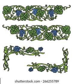 Vintage Border Grape Leaves Stock Vector (Royalty Free) 266255789 ...