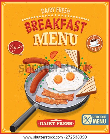 Vintage Breakfast Menu Poster Design Stock Vector (Royalty Free ...