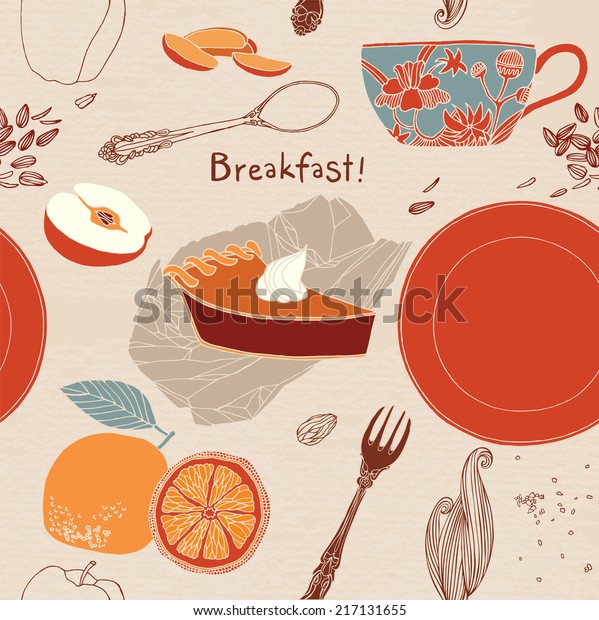 Vintage Breakfast Poster Vector Illustration Breakfast Stock Vector ...