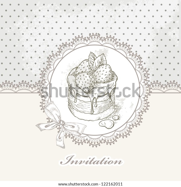 Vintage Cake Background Invitation Card Sweet Stock Vector (Royalty ...