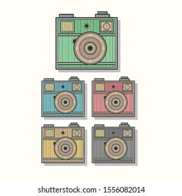 Vintage Camera Different Colors Stock Vector (Royalty Free) 1556082014 ...