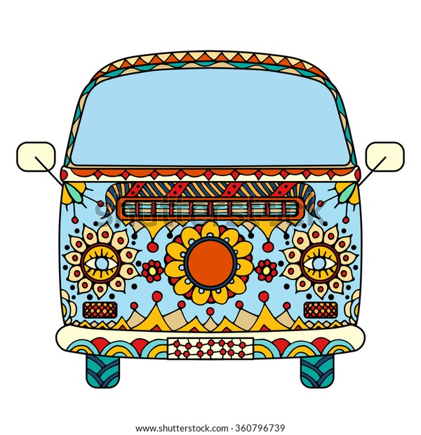 Vintage Car Mini Van Zentangle Style Stock Vector (Royalty Free ...