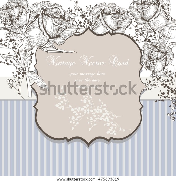 Vintage Card Ink Roses Vector Poster Stock Vector (Royalty Free ...