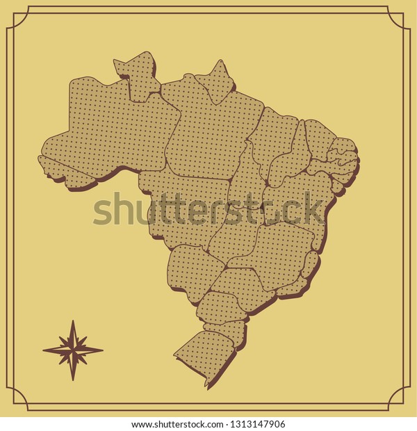 Vintage Cartoon Map Brazil Stock Vector (Royalty Free) 1313147906 ...
