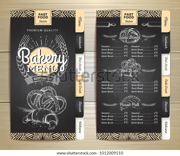 Vintage Chalk Drawing Bakery Menu Design: stockvector (rechtenvrij ...