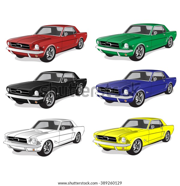 Vintage Classic Car Multiple Colors Stock Vector (Royalty Free ...