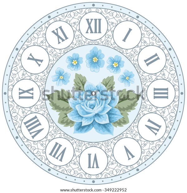Vintage Clock Face Hand Drawn Colorful Stock Vector (Royalty Free ...