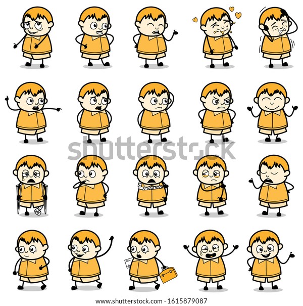 Vintage Comic Fat Boy Poses Different Stock Vector (Royalty Free ...