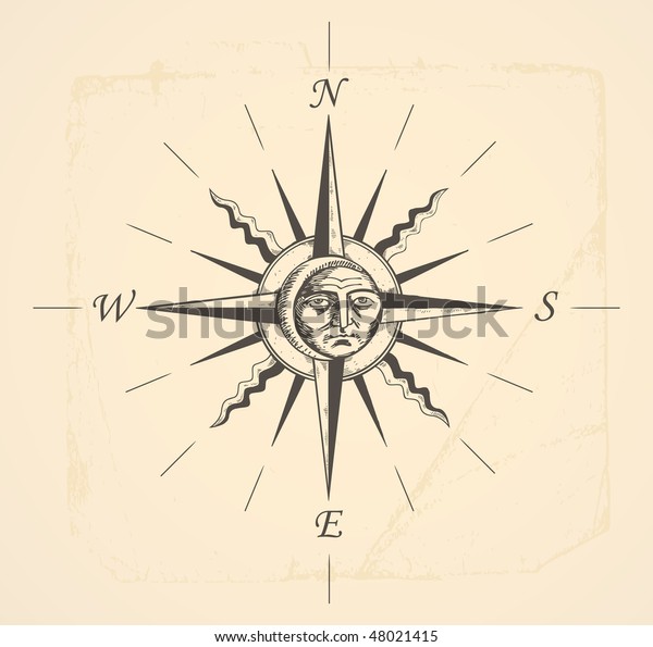 Vintage Compass Rose Stock Vector (Royalty Free) 48021415 | Shutterstock