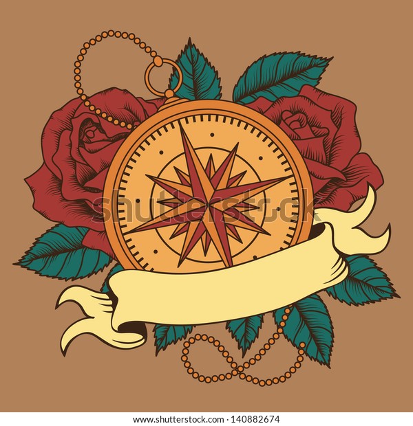 Vintage Compass Roses Stock Vector (Royalty Free) 140882674