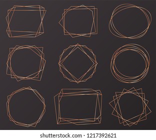 Vintage Copper Geometric Frames Pack Decorative Stock Vector (Royalty ...