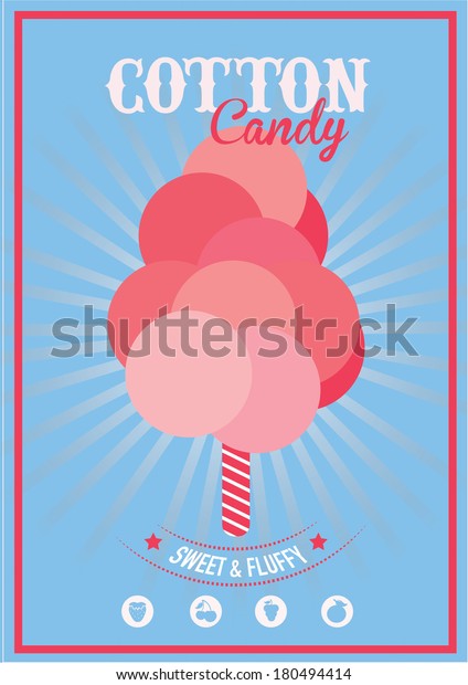 Vintage Cotton Candy Poster Vector Illustration Stock Vector (Royalty ...