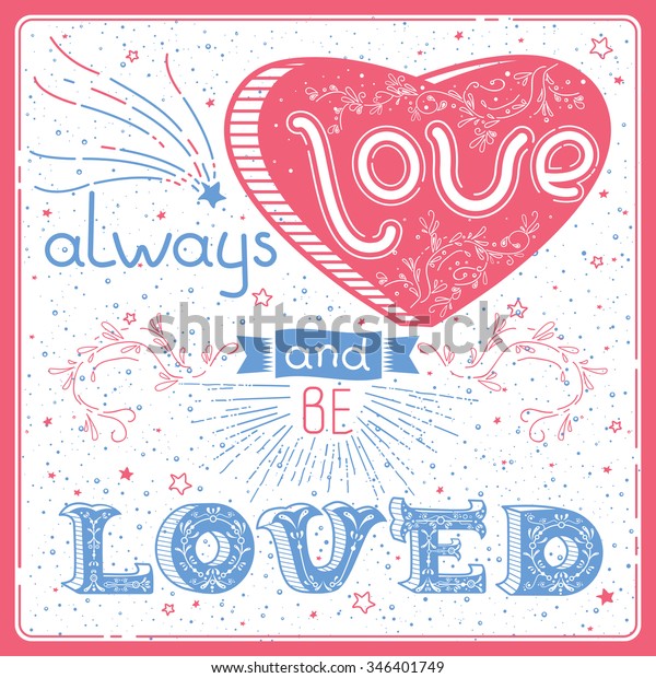 Vintage Cute Poster Design Hand Drawn Stock Vector (Royalty Free ...