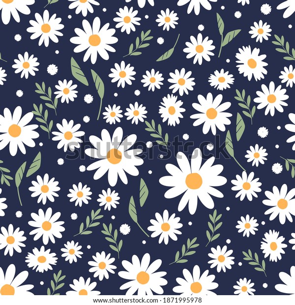 Vintage Daisy Flower Seamless Pattern On Stock Vector (Royalty Free ...