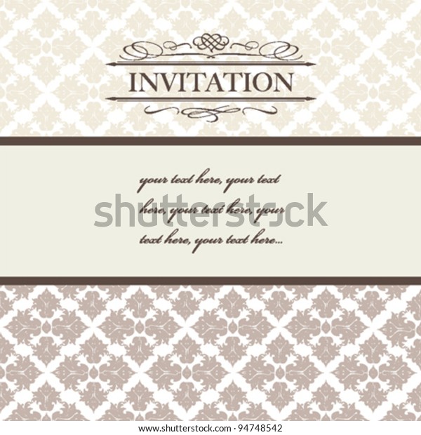 Vintage Design Invitation Card Vector Stock Vector (Royalty Free ...