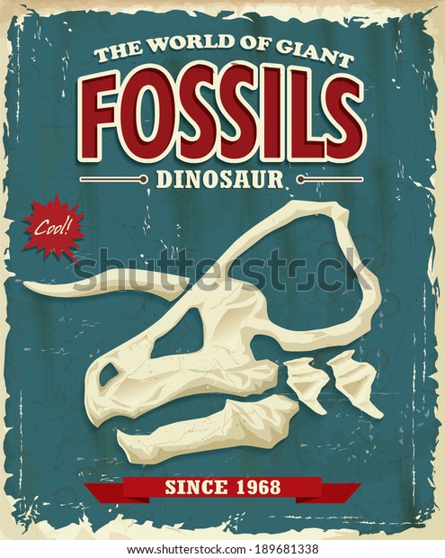 Vintage Dinosaur Fossils Poster Design