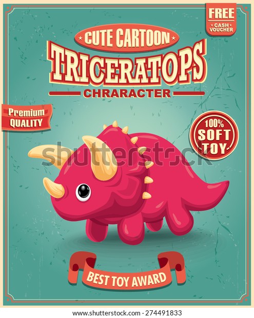 Vintage Dinosaur Toy Poster Design Wit Stock Vector (Royalty Free ...